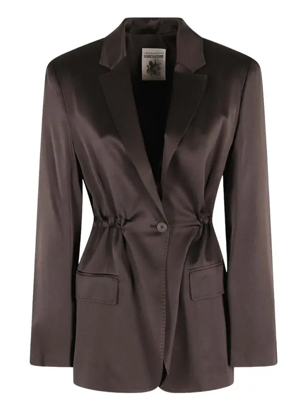 SEMICOUTURE Tailored Blazer With Cinched Waist - Dark Cacao