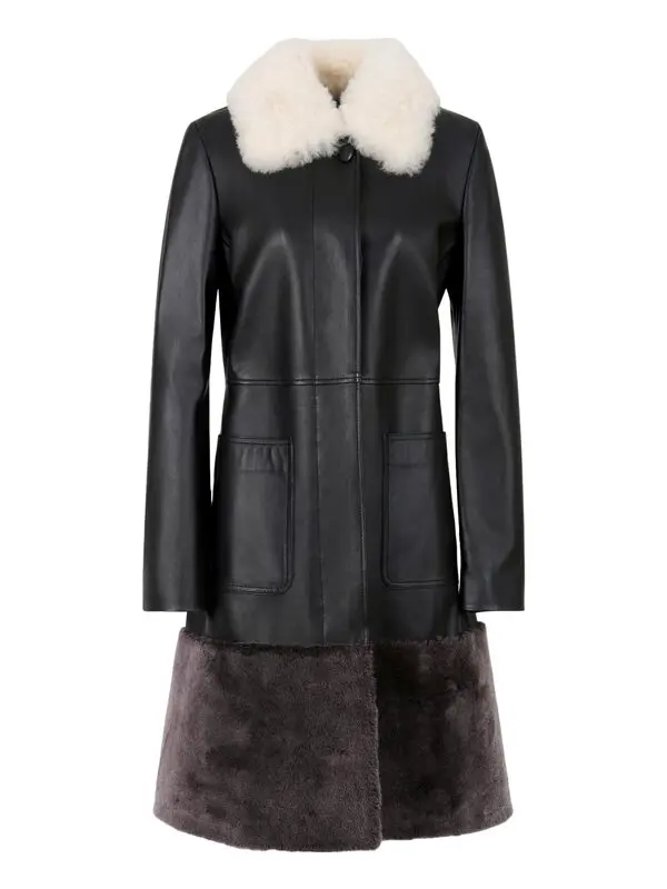 Marni Nappa Leather Coat With Shearling Trims - Black