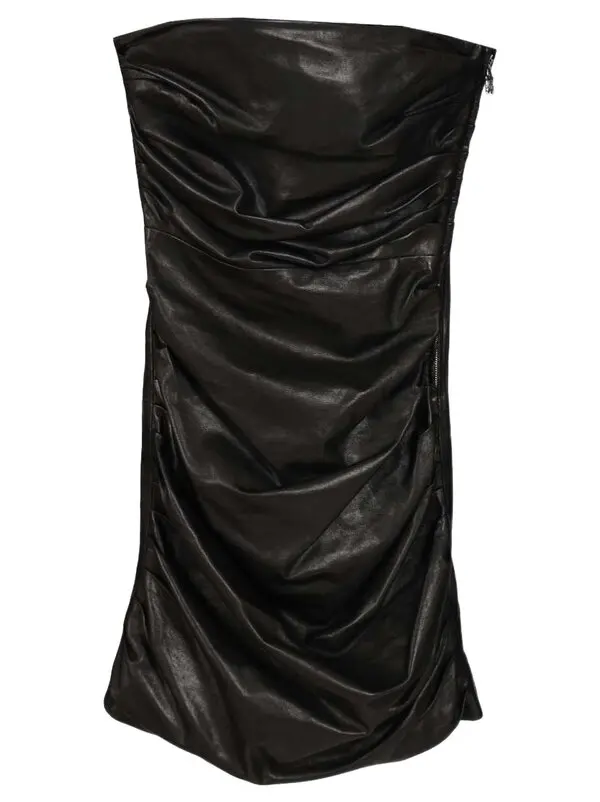 Amiri Sleeveless Ruched Zipped Mini Dress - Black