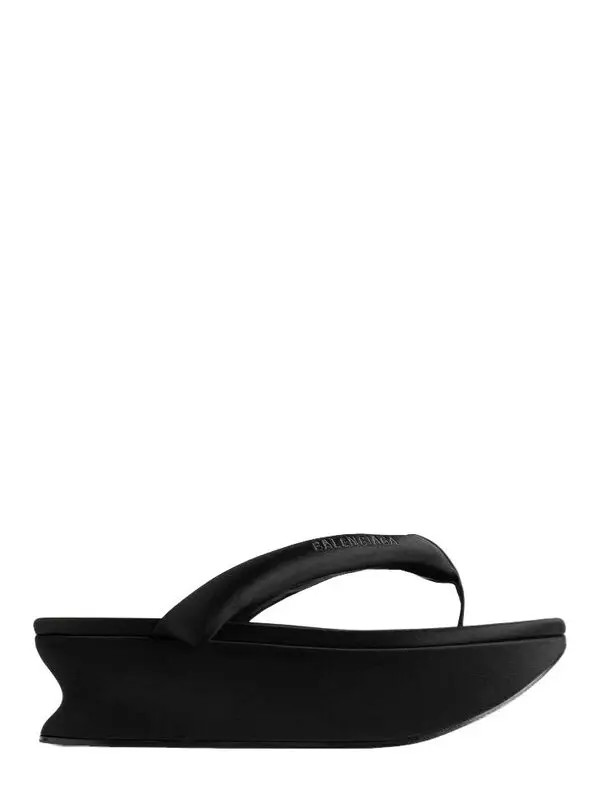 Balenciaga Gaeta Thong Wedge Heeled Sandals - Black