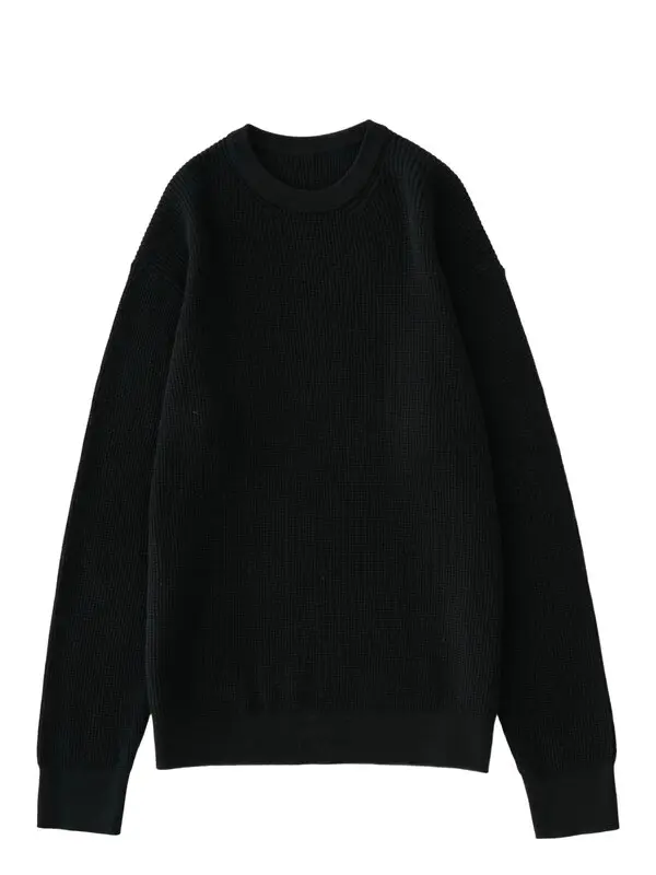 Studio Nicholson Crew Neck Waffle Knit Sweater - Black