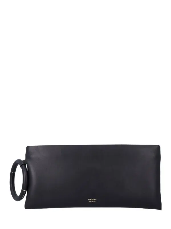 TOM FORD Logo Printed Zipped Clutch Bag - Black