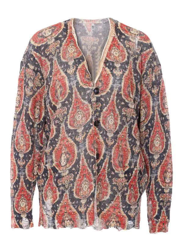 R13 Paisley Distressed Cardigan - Nude