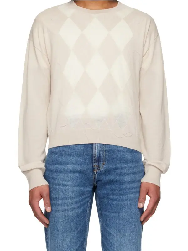 Our Legacy Blossom Argyle Cropped Knitted Sweater - White