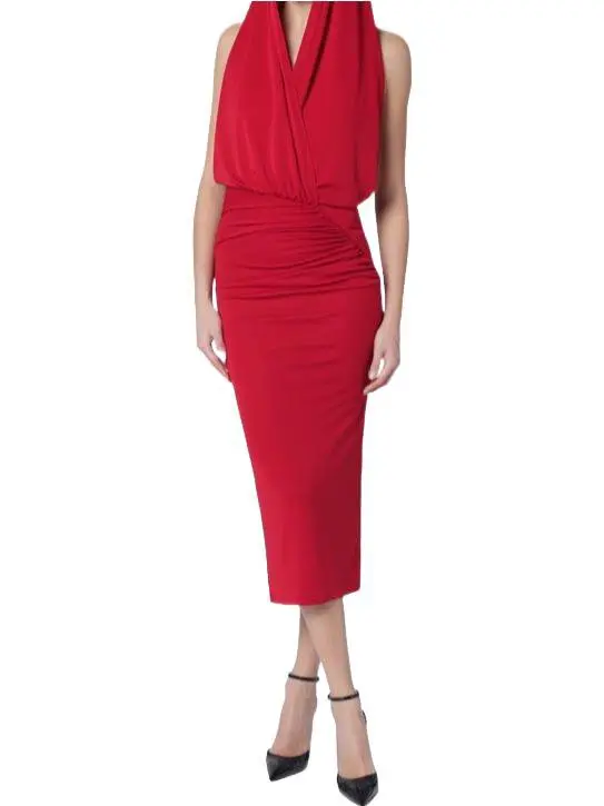 Andamane Annie Hooded Midi Dress - Red