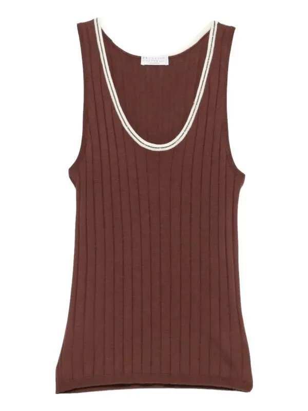 Brunello Cucinelli Sleeveless Ribbed Jersey Tank - Red