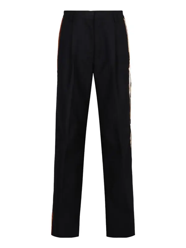 Dries Van Noten Velvet-trimmed Straight-leg Trousers - Black