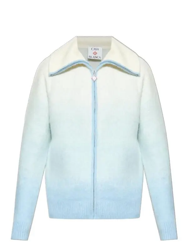 Casablanca Gradient Knit Zip-up Sweater - Blue
