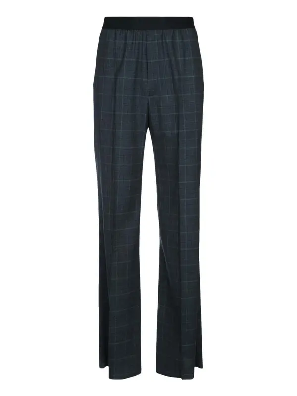 Balenciaga Elastic Waist Plaid Trousers - Dark Grey