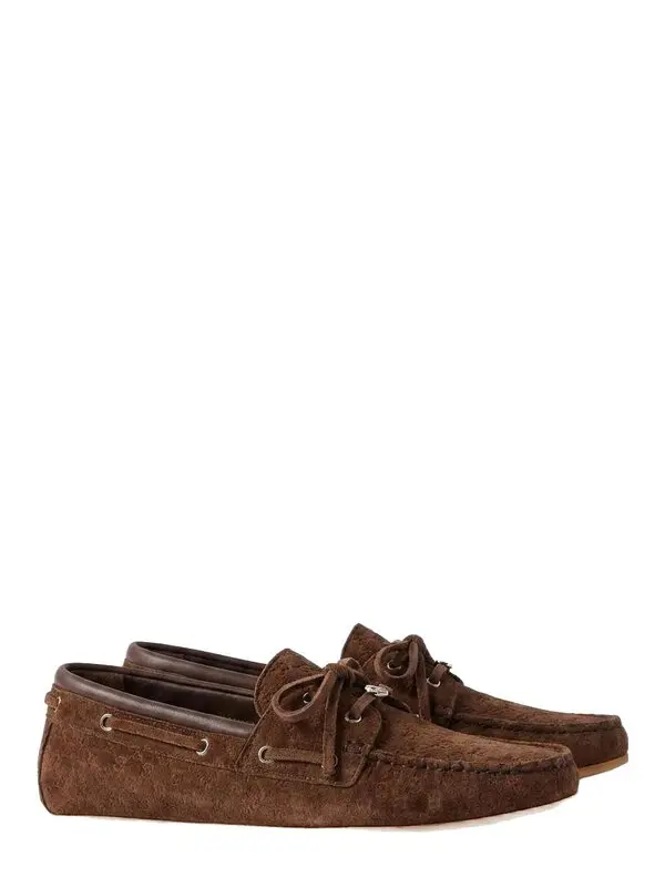Gucci Allover Gg Logo Slip-on Loafers - Brown