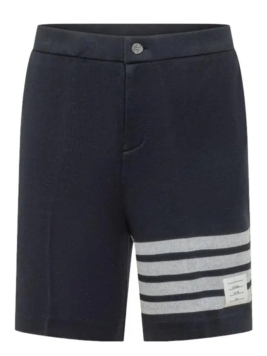 Thom Browne Striped Buttoned Bermuda Shorts - Navy Blue