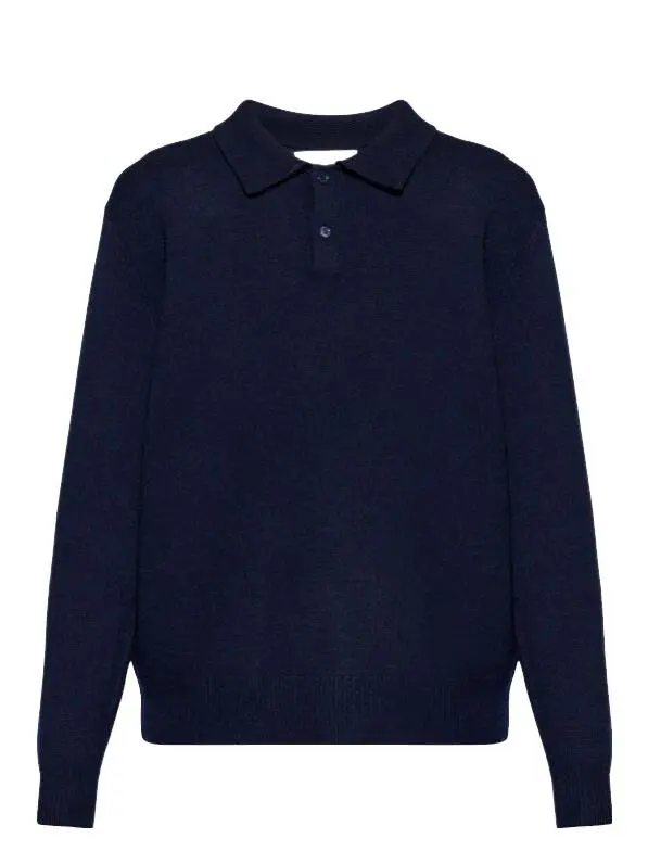 LISA YANG Buttoned Polo Shirt - Navy Blue