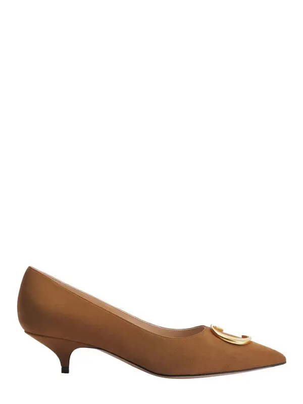 Dior Initials Pointed Toe Kitten Heel Pumps - Brown