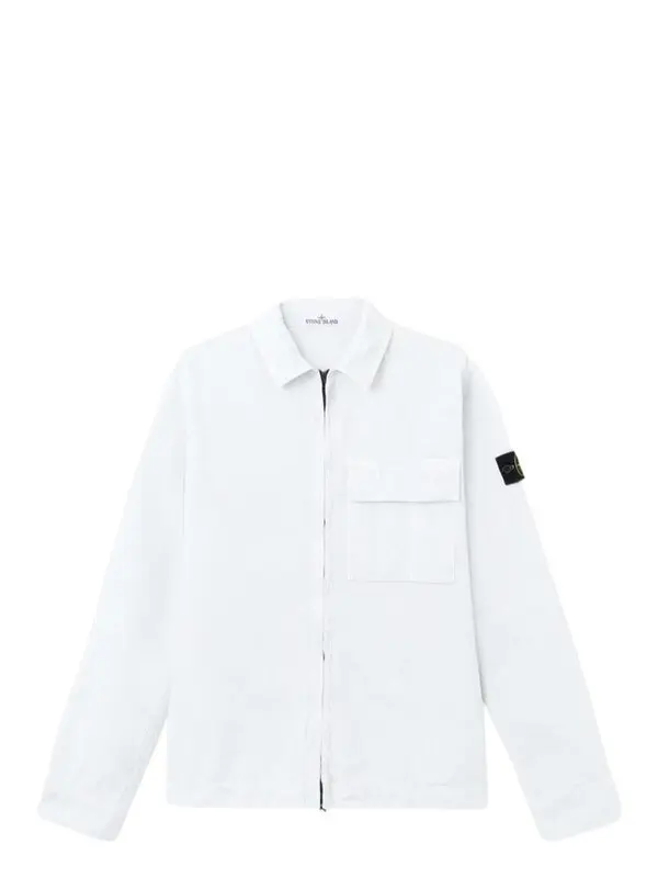Stone Island Logo Patch Pocket Detail Shirt - Sky-blue