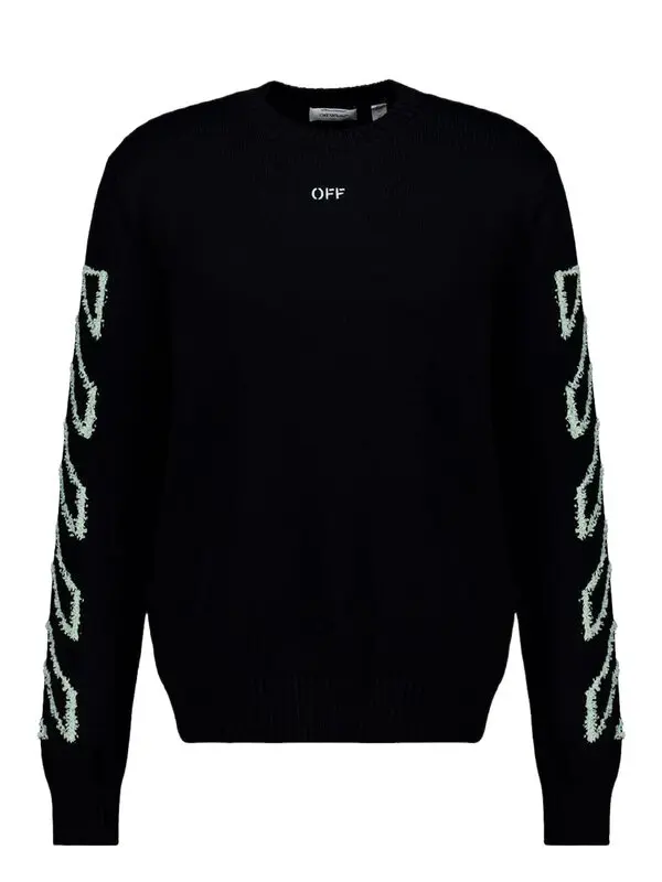 Off-White Diagonal Arrow Fuzzy Crewneck Jumper - Black