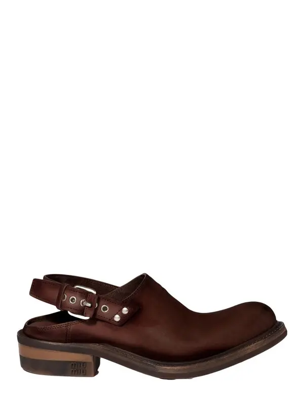 Miu Miu Leather Clogs - Brown