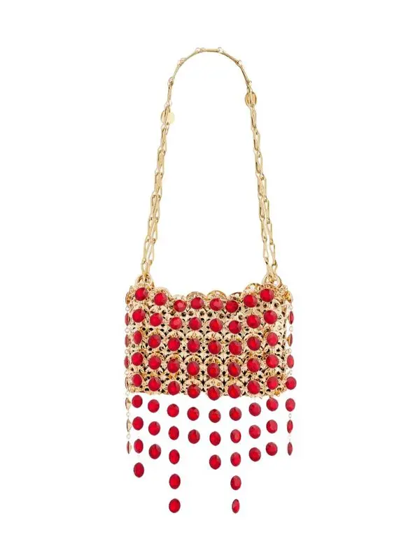 Rabanne Crystal Chain Shoulder Bag - Gold / Ruby Strass