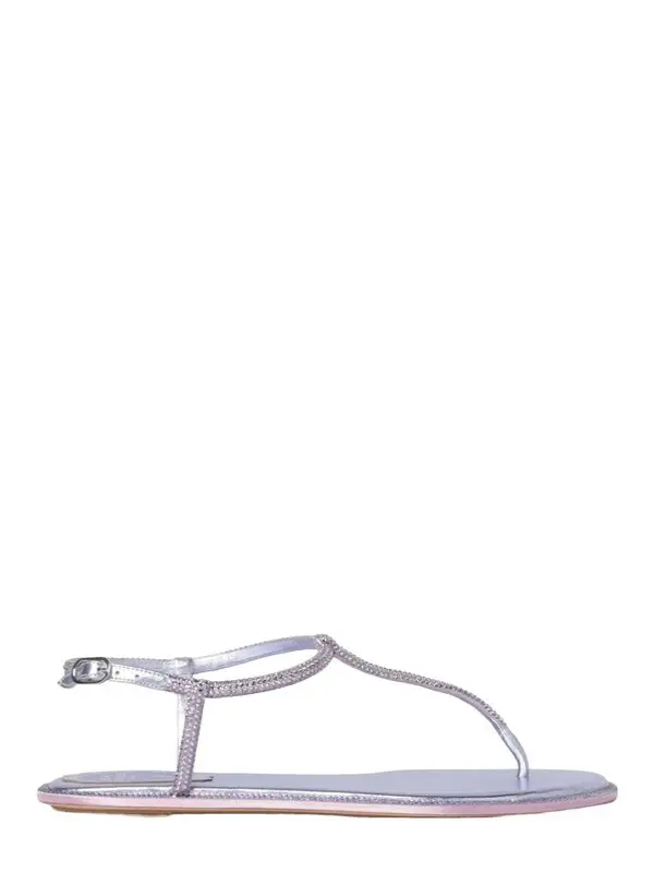 Rene Caovilla Diana Crystal-embellished Metallic Sandals - Gray