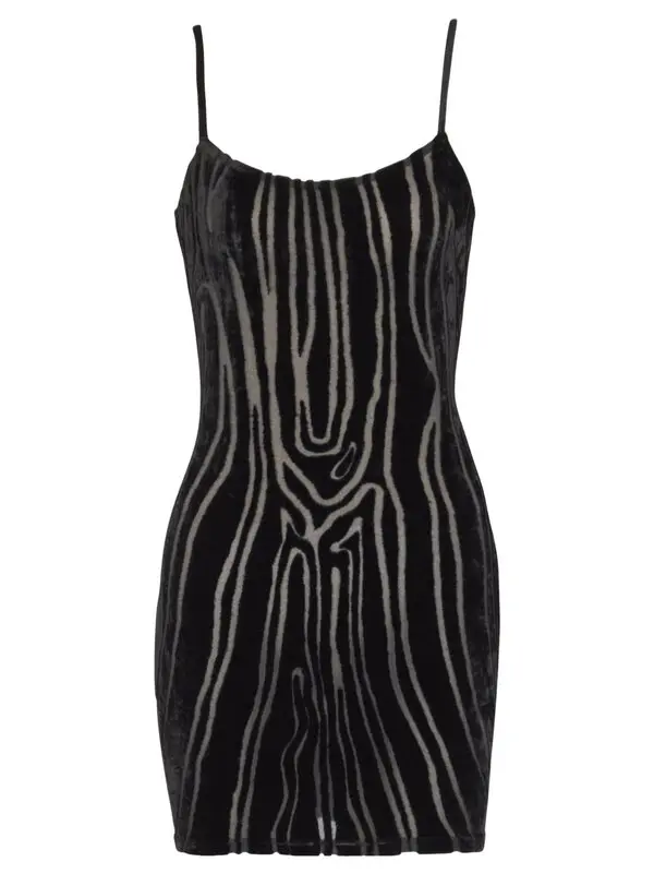 Balmain Zebra-print Velvet Strappy Mini Dress - Black