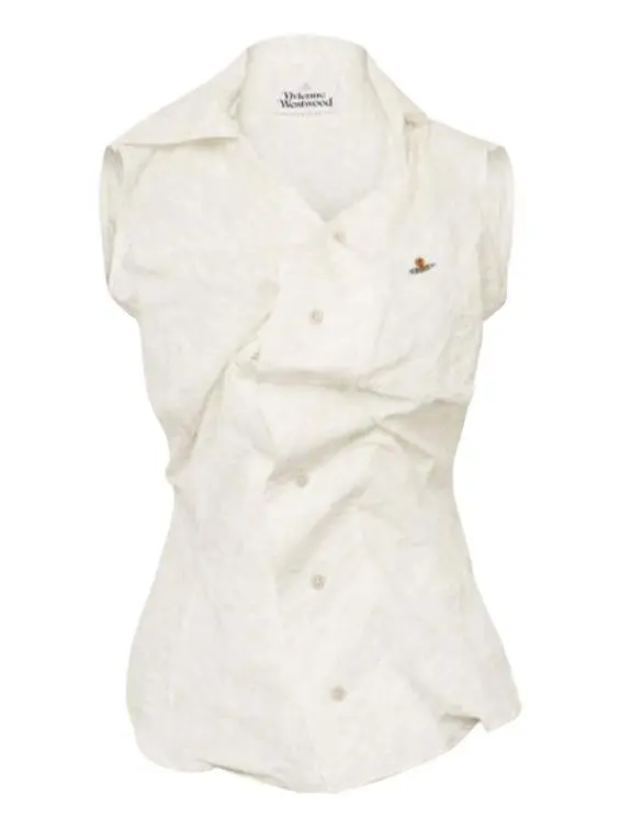 VIVIENNE WESTWOOD Sleeveless Shirt With Orb Logo - Stained White