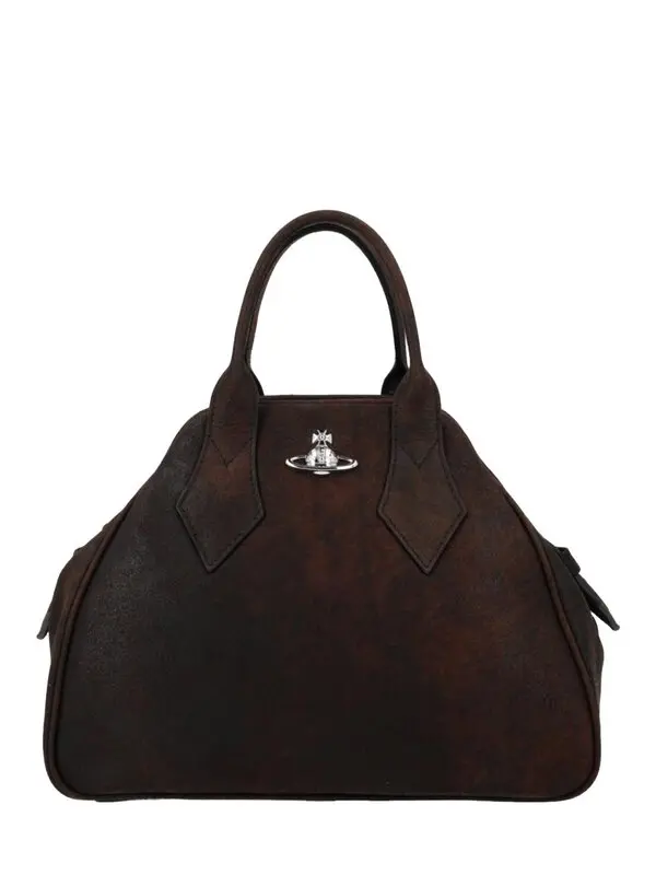 VIVIENNE WESTWOOD Structured Top Handle Shoulder Bag With Orb Detail - Brown