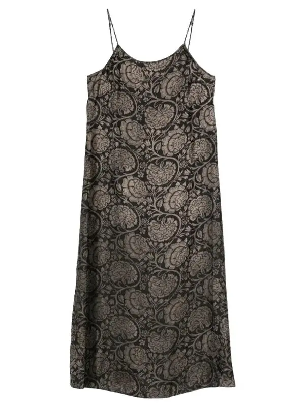 UMA WANG Floral Print Spaghetti Strap Dress - Black