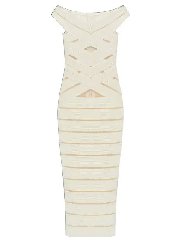 Balmain Bandage Cut-out Midi Dress - Off White