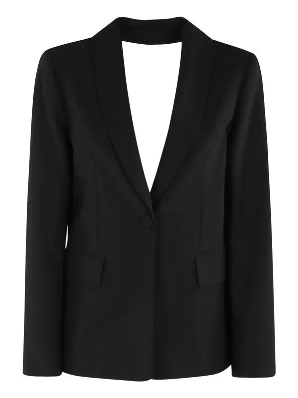SEMICOUTURE Long-sleeved Openwork Blazer - Black