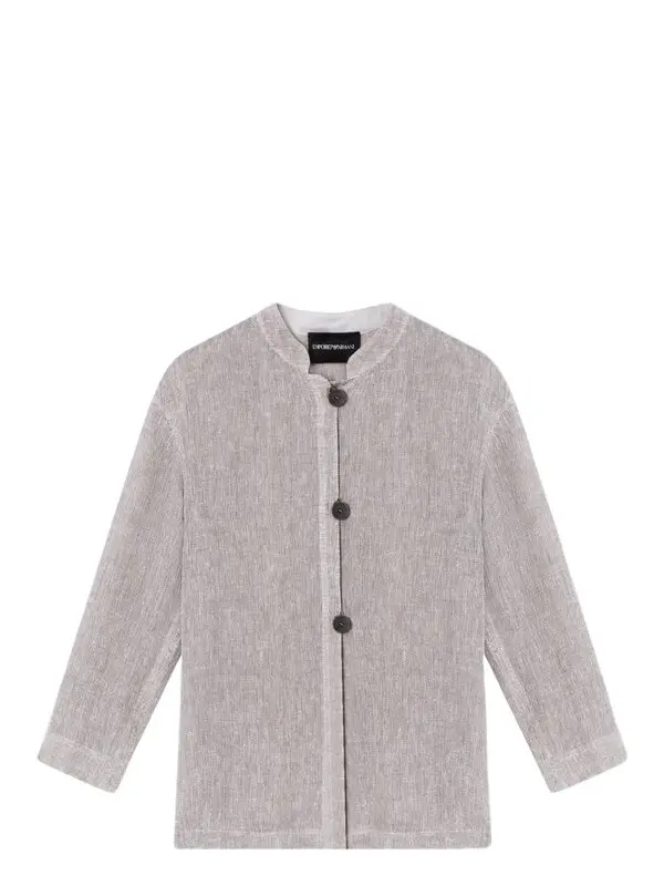 Emporio Armani Single Breasted Blazer With Band Collar - Beige