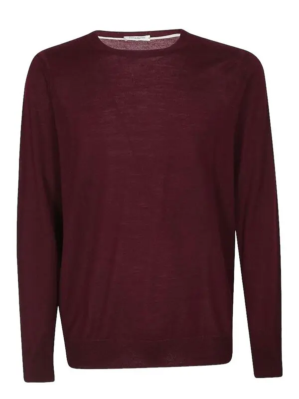 PAOLO PECORA Crew Neck Fine Knit Wool Sweater - Brown