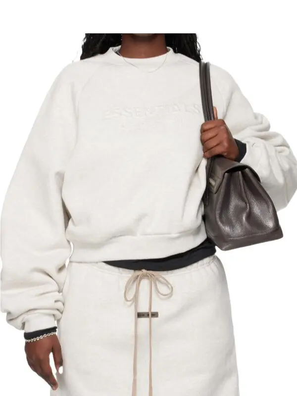 Fear Of God Long Sleeve Cropped Sweatshirt - Oatmeal Heather
