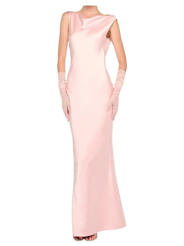 Norma Kamali Sleeveless Drape Gown - Ballet Powder
