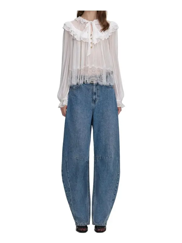 SELF-PORTRAIT Georgette Lace Blouse - White
