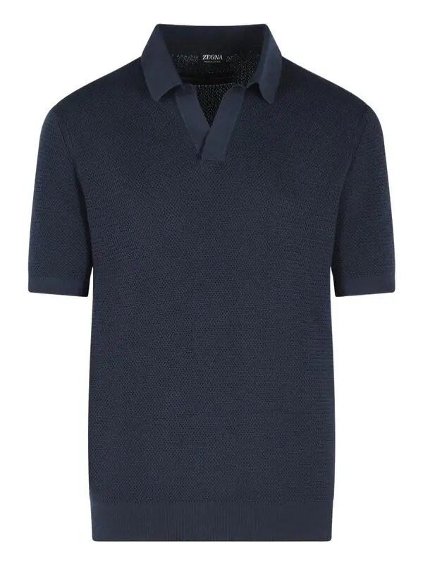 Zegna Textured V-neck T-shirt - Blue