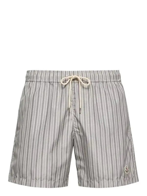 Moncler Drawstring Striped Swim Shorts - Gray