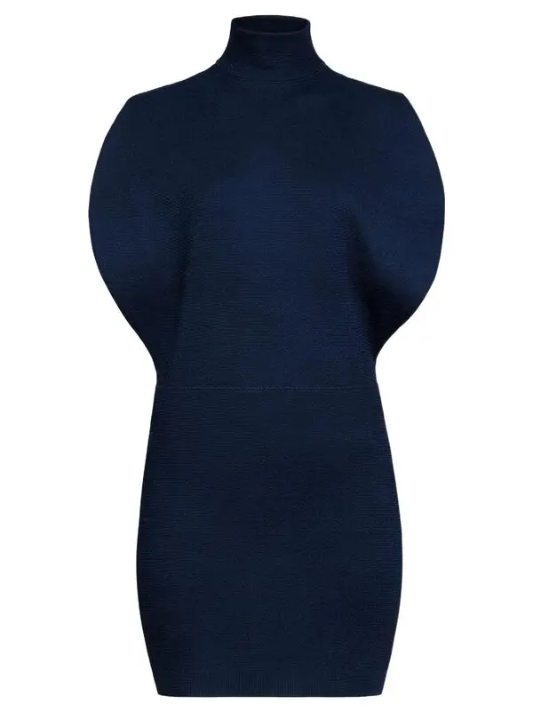 Alaïa Sculpted Knit Turtleneck Dress - Black