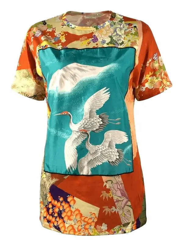 Gucci Cranes In Blossom" Print T-shirt - Multicolor