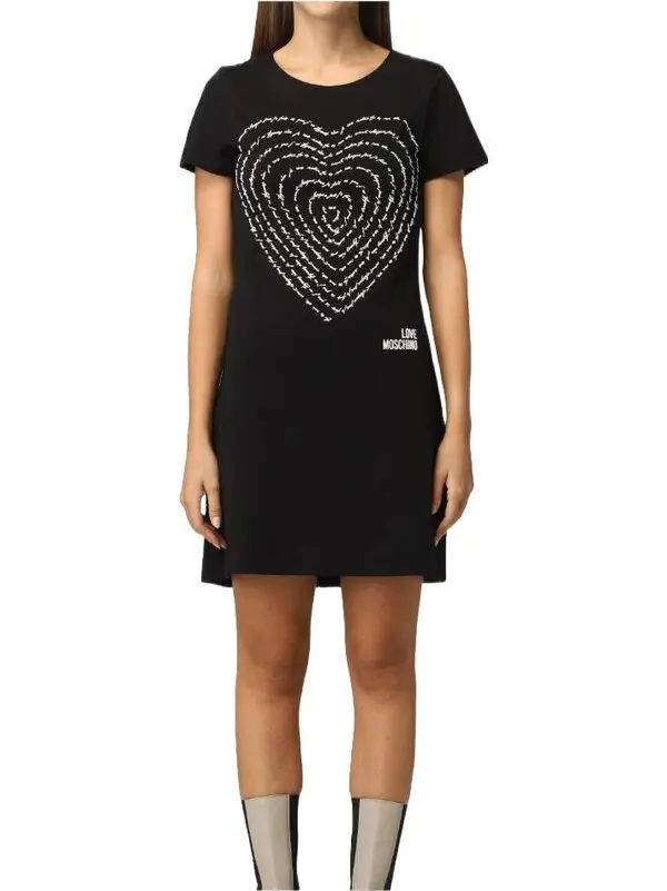 Moschino 3d Heart Cotton-jersey T-shirt Dress - Black