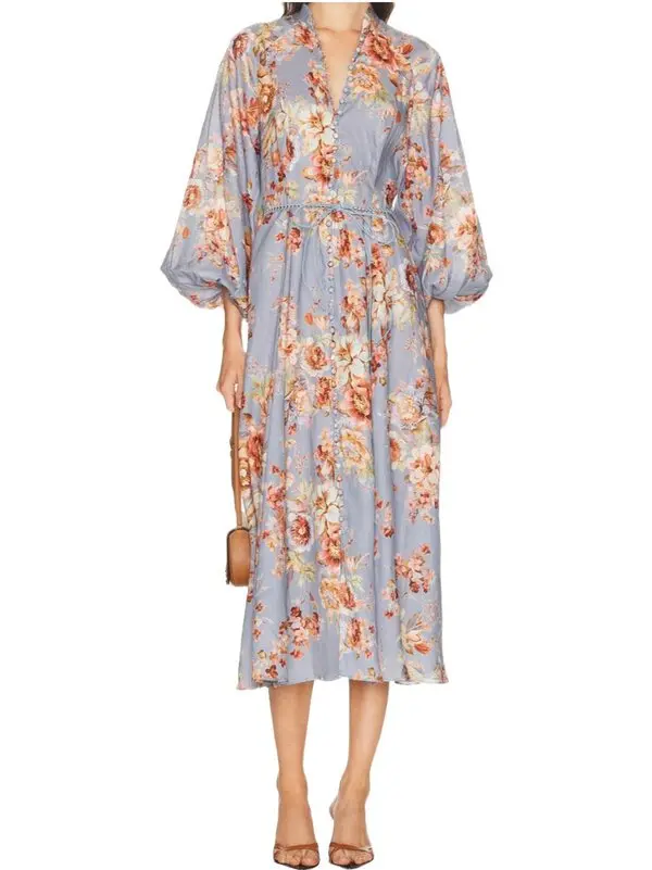 Zimmermann Billow Floral Print Maxi Dress - Chambray Floral