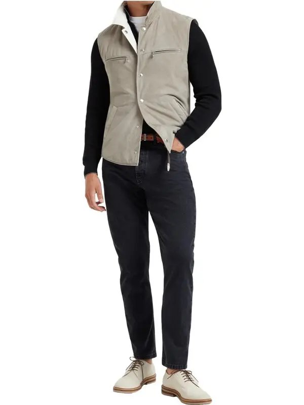 Brunello Cucinelli Leather Vest - Khaki