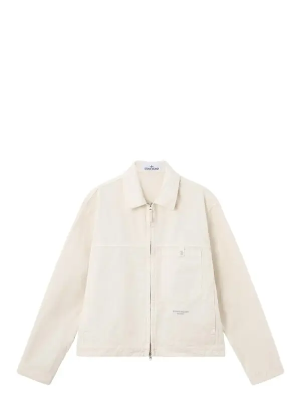 Stone Island Logo-embroidered Shirt Jacket - Ivory