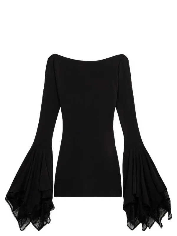 Blumarine Long-sleeve Lace-trimmed Mini Dress - Black