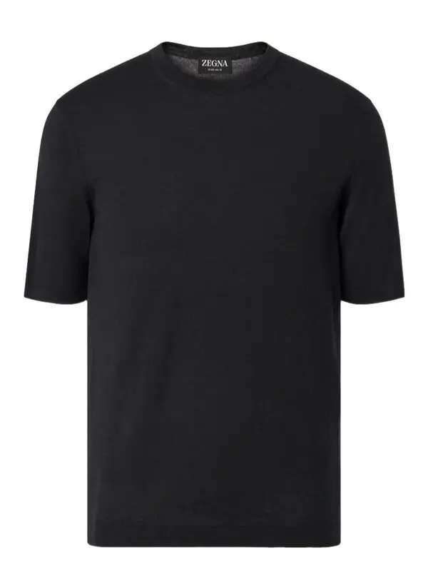 Zegna Fine Knit Crew Neck T-shirt - Black