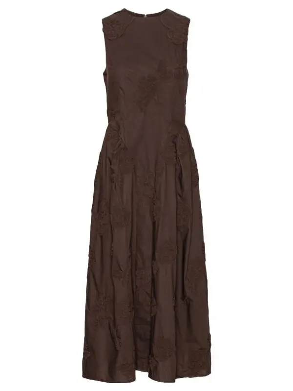 ROTATE BY BIRGER CHRISTENSEN Flower Detail Midi Dress - Dark Brown