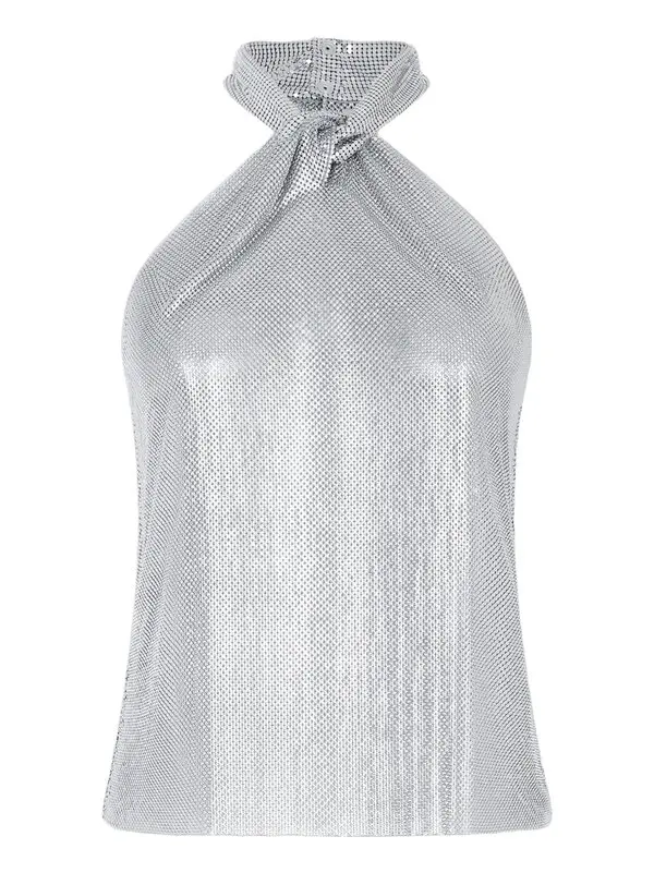 Rabanne Mesh Halter Neck Top - Silver