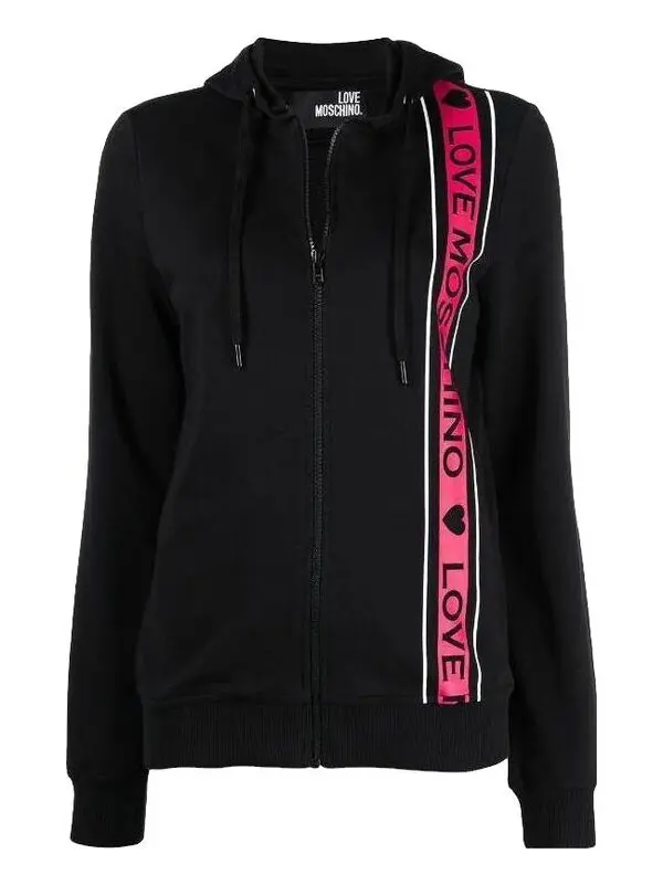 Moschino Printed Zip-up Hoodie - Black