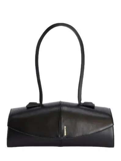 JIL SANDER Sculpted Leather Shoulder Bag - Black