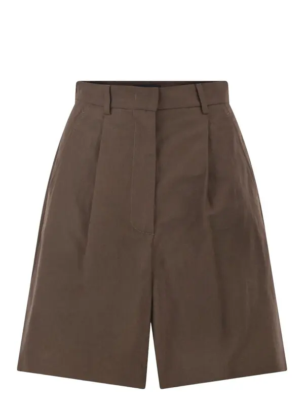 Max Mara Decuba Pleated Bermuda Shorts - Chocolate