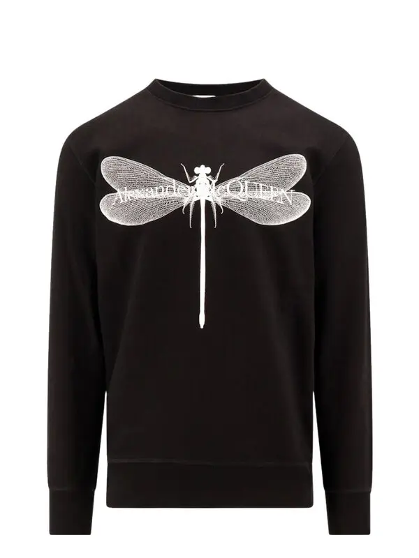 Alexander McQueen Dragonfly Print Crewneck Sweatshirt - Black