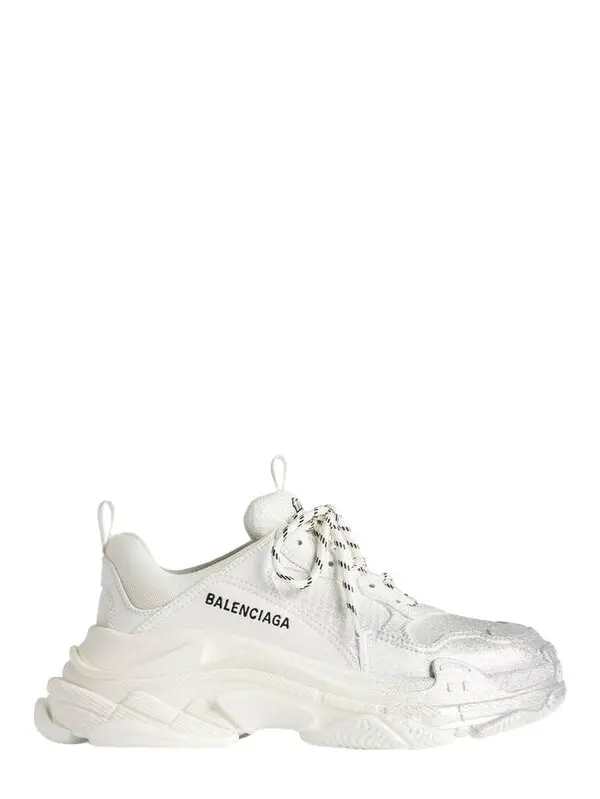 Balenciaga Triple S Glitter Spray Sneakers - White/silver